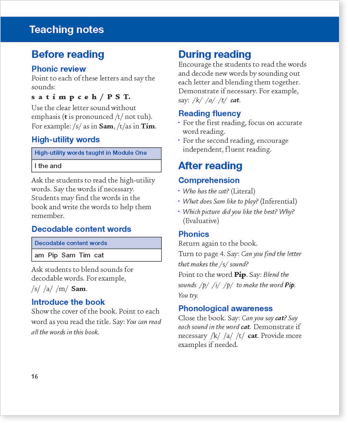 Program Components - Flying Start to Literacy: PHONICS